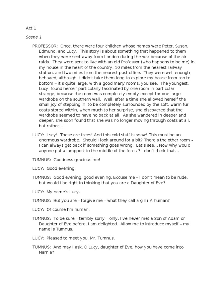 The Lion, The Witch, and The Wardrobe Script | PDF | Aslan | The ...