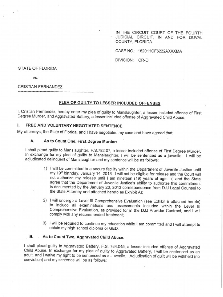 Cristian Fernandez Plea Agreement | PDF