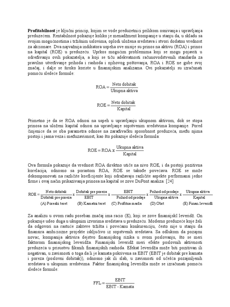 Profitabilnost | PDF