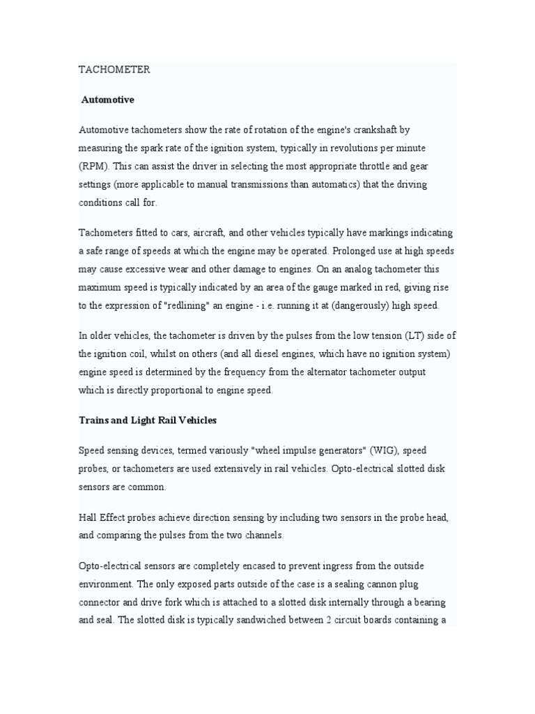 Understanding Tachometers: Measuring Rotational Speed Across Various ...