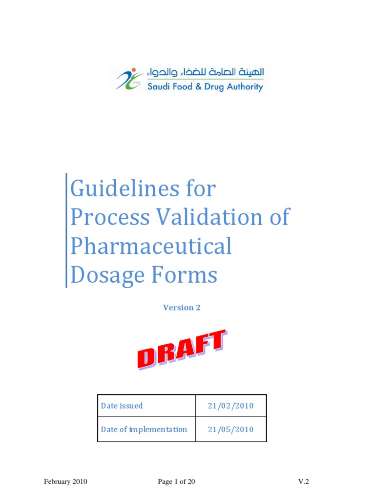 Process Validation - Saudi FDA Guideline | PDF | Verification And ...
