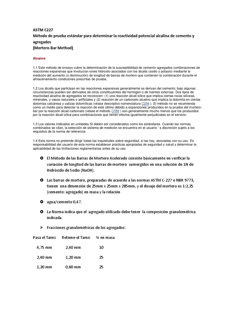 Astm C227 | PDF | Cemento | Compuestos químicos