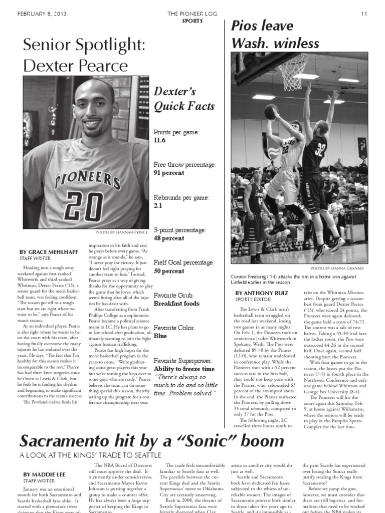 Senior Spotlight: Dexter Pearce: Sacramento Hit by A "Sonic" Boom | PDF ...
