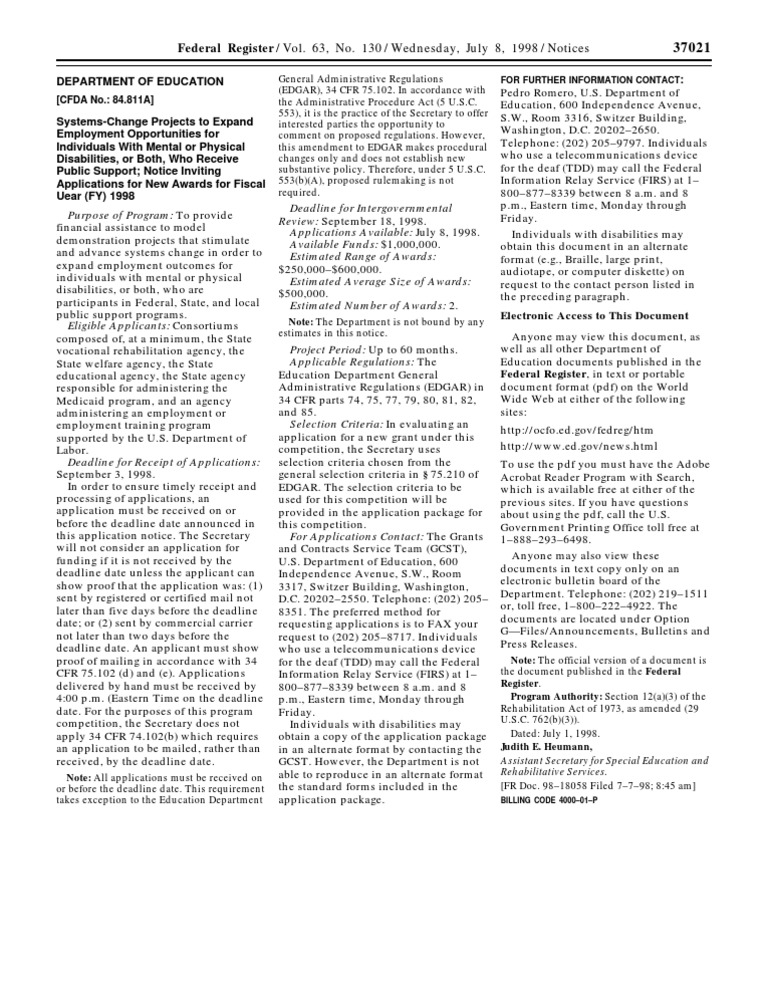 Description: Tags: 070898c | PDF | Federal Register | Government Of The ...
