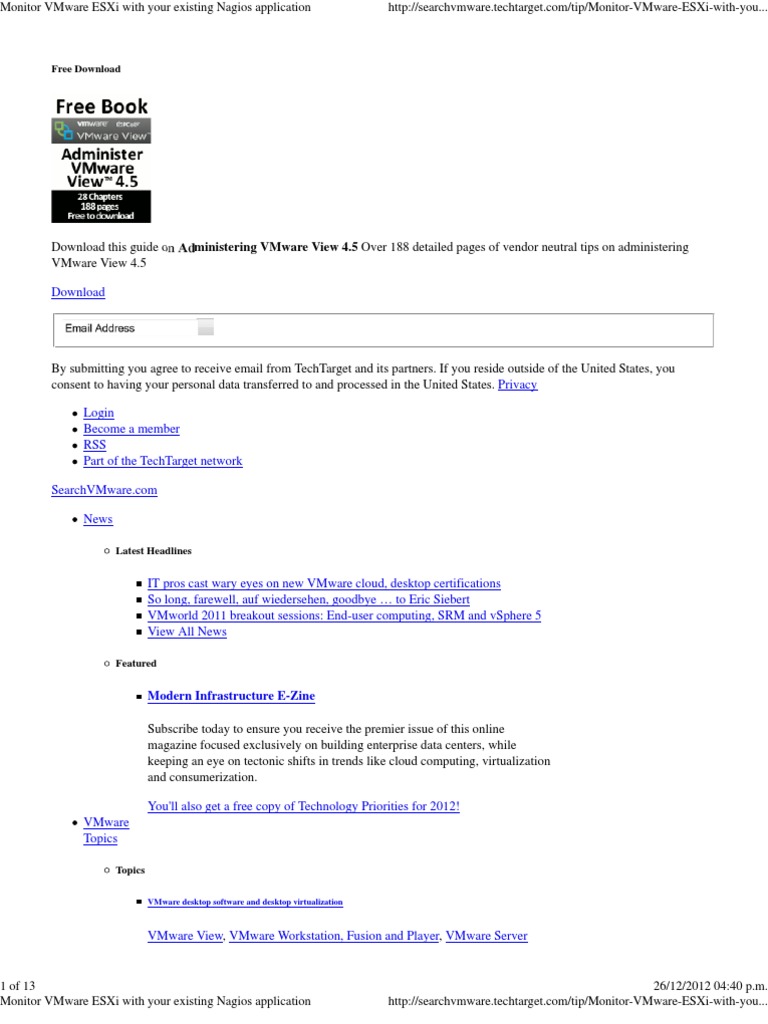 Monitor VMware ESXi With Your Existing Nagios Application | PDF | V Mware | Virtualization