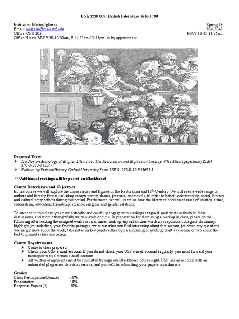 British Literature Syllabus | PDF | Plagiarism | Academic Dishonesty