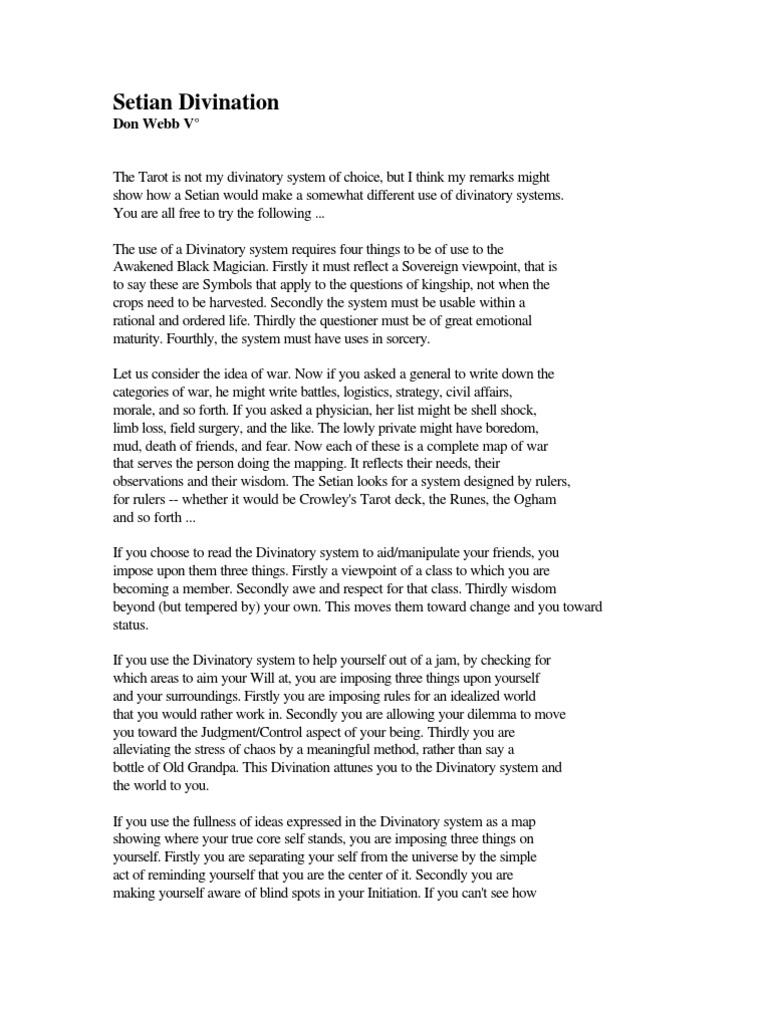 Setian Divination | PDF | Divination | Self