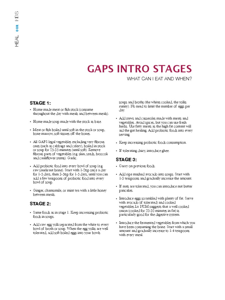 GAPS Stages and Foods | PDF | Soup | Ginger