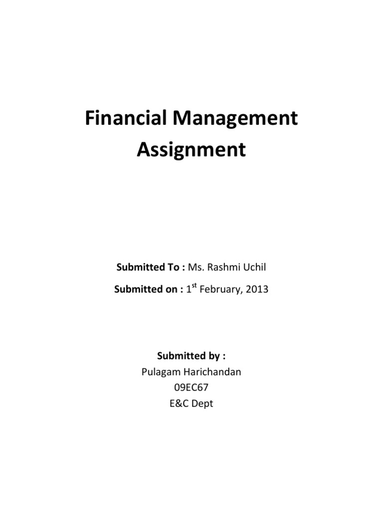 Financial Management Assignment | PDF | Balance Sheet | Expense