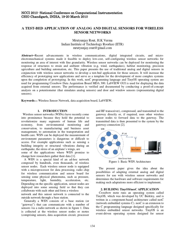 Test-Bed for Analog & Digital Sensors in WSN | PDF | Wireless Sensor ...