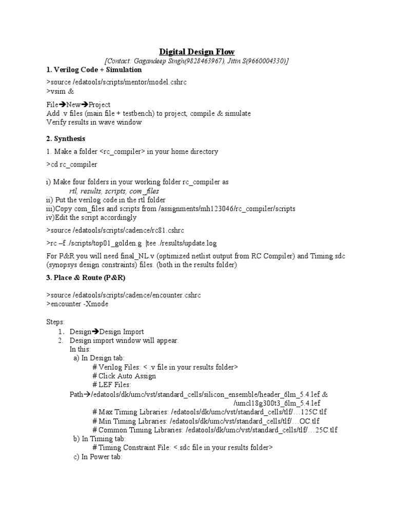 Digital Design Flow: 1. Verilog Code + Simulation | PDF | Computer ...