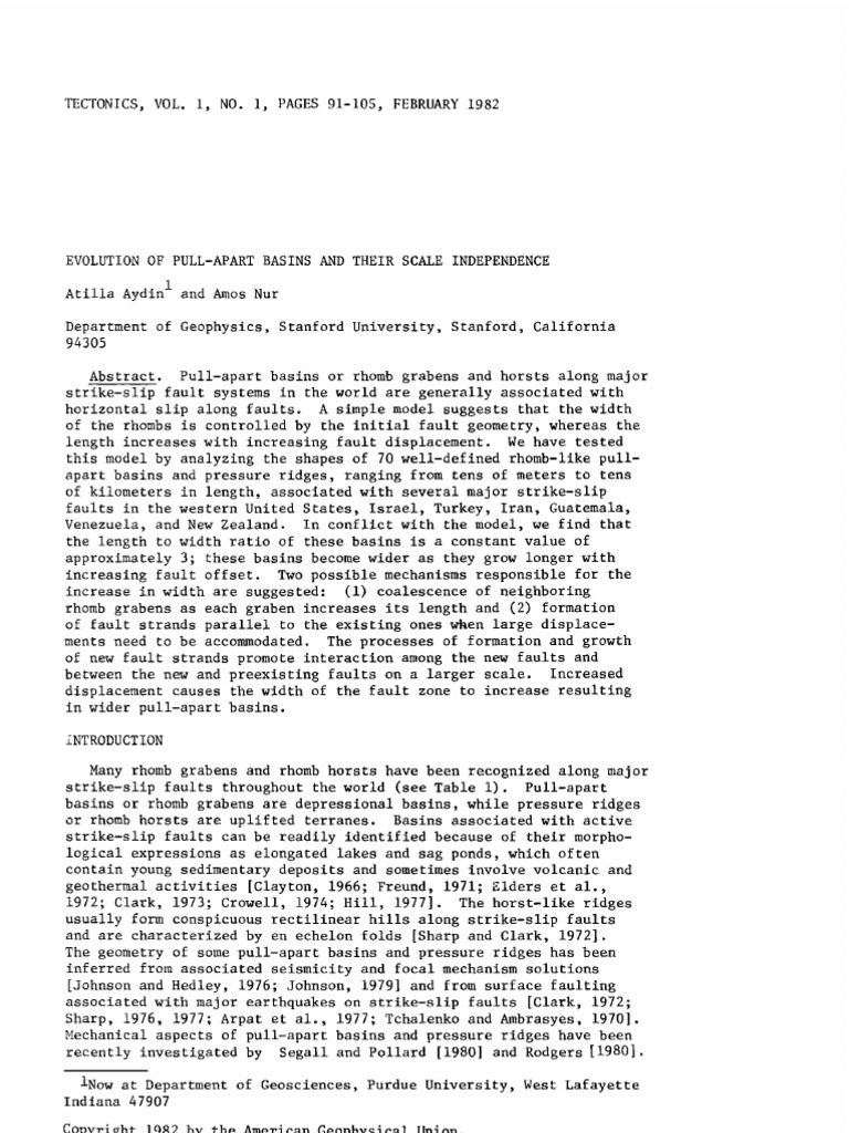 Evolution of Pull Apart Basin | PDF | Sedimentary Basin | Fault (Geology)