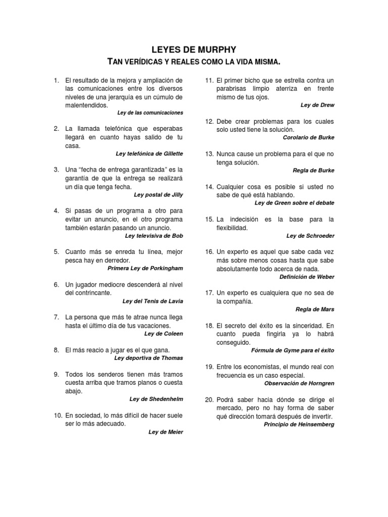 Leyes de Murphy | PDF | Disco compacto | Science