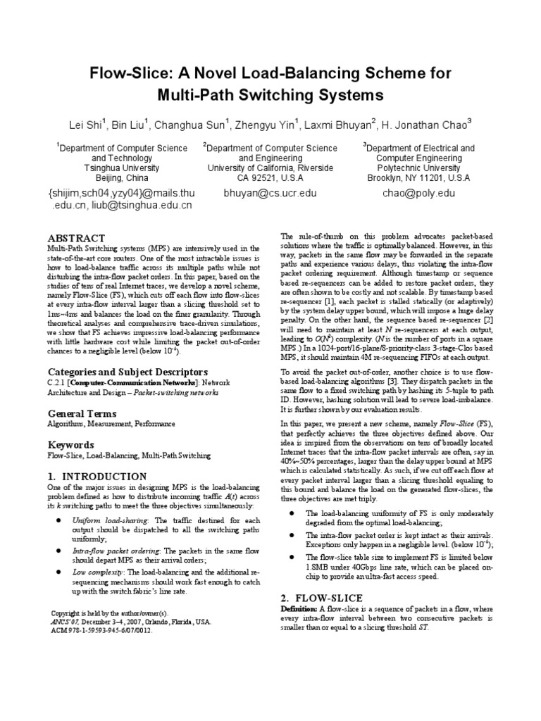 Flow Slice PDF | PDF | Load Balancing (Computing) | Packet Switching