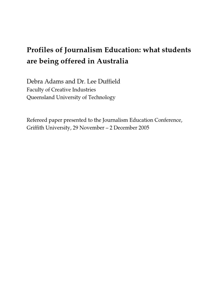 Profiles of Journalism Education: What Students Are Being Offered in ...