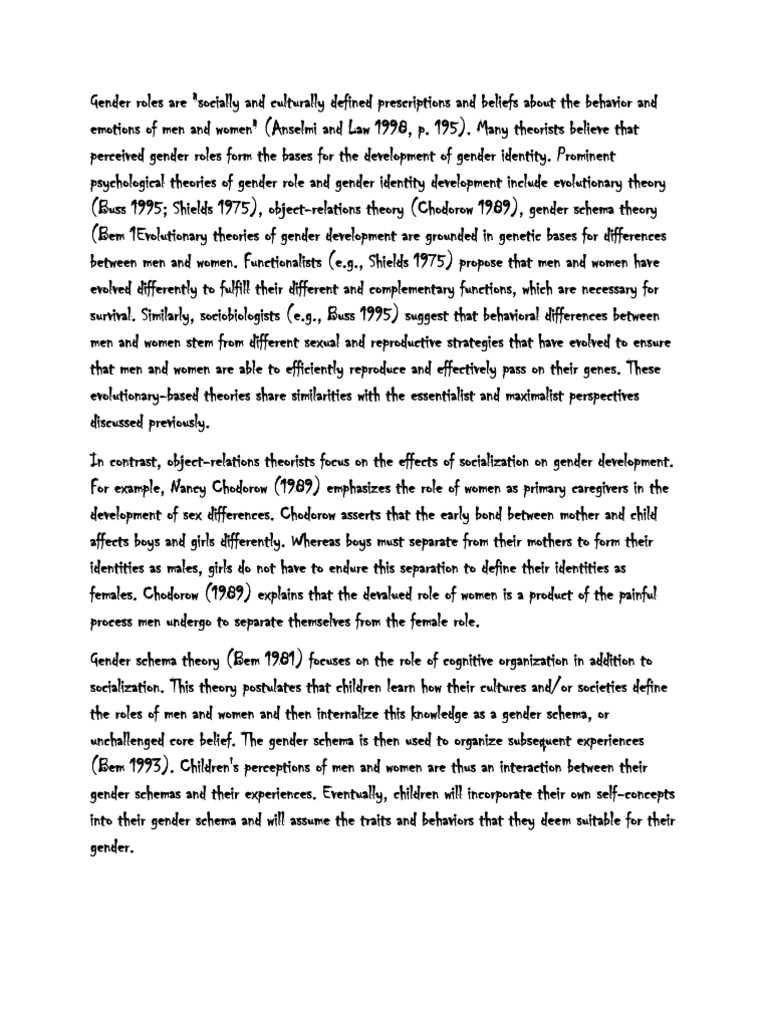 An Analysis of Prominent Psychological Theories of Gender Role and ...