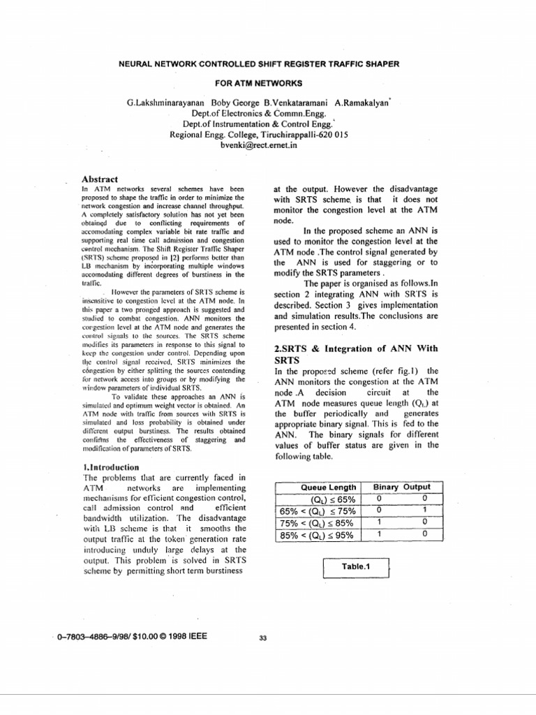 Neural Network Traffic Shaping for ATM | PDF | Network Congestion ...