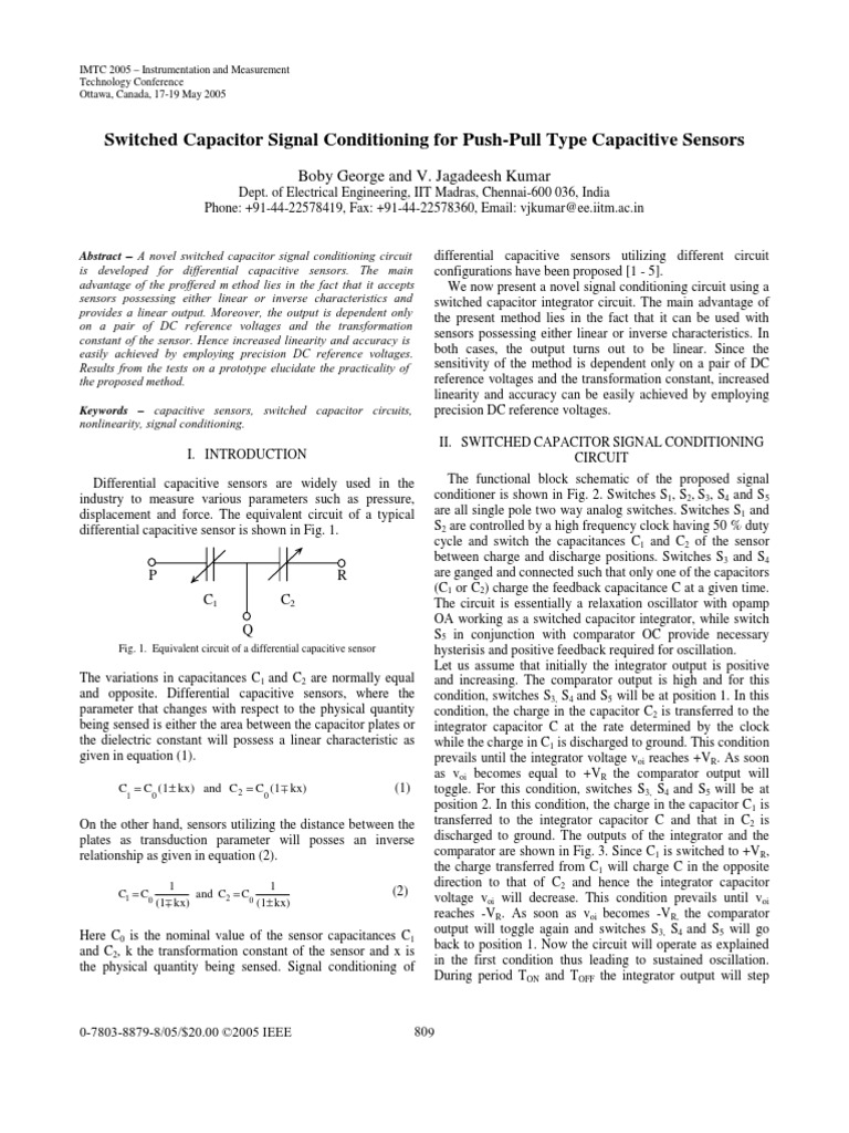 Switched Capacitor Signal Conditioning For Push-Pull Type Capacitive ...