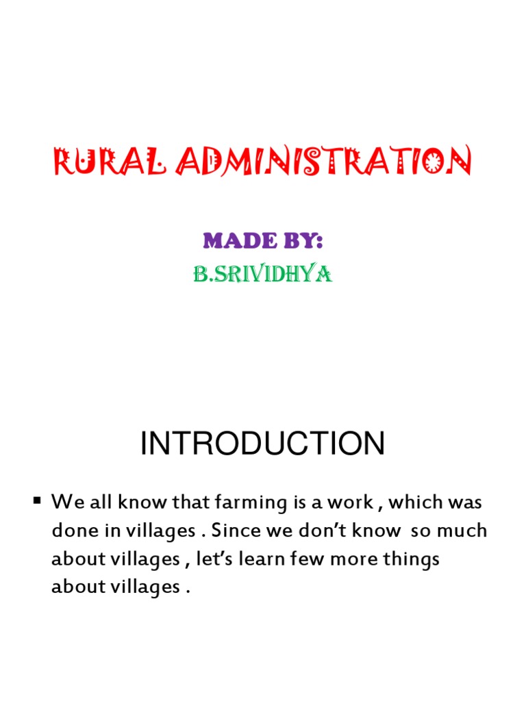 Rural Administration | PDF
