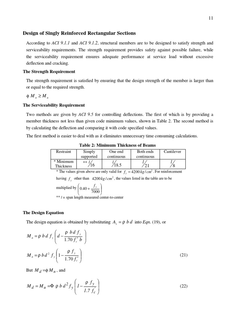 Design of Singly Reinforced Rectangular Sections: The Strength ...