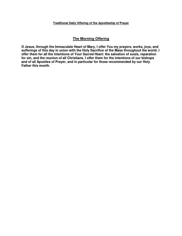 Daily Morning Offering Prayer Guide | PDF | Religious Rituals | Ancient ...