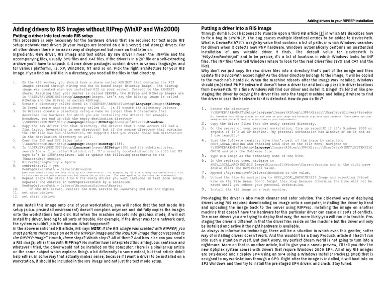 Adding Drivers To RIS Images Without RIPrep | PDF | Windows Registry ...