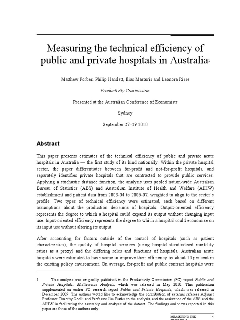 Hospital Technical Efficiency | PDF | Comorbidity | Hospital