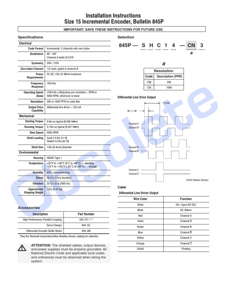 Obsolete: Installation Instructions Size 15 Incremental Encoder ...