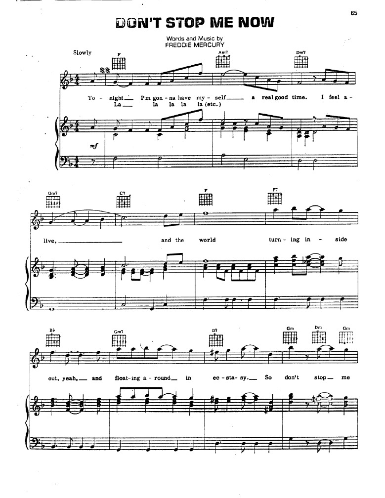 Queen Dont Stop Me Now Sheet Music | PDF