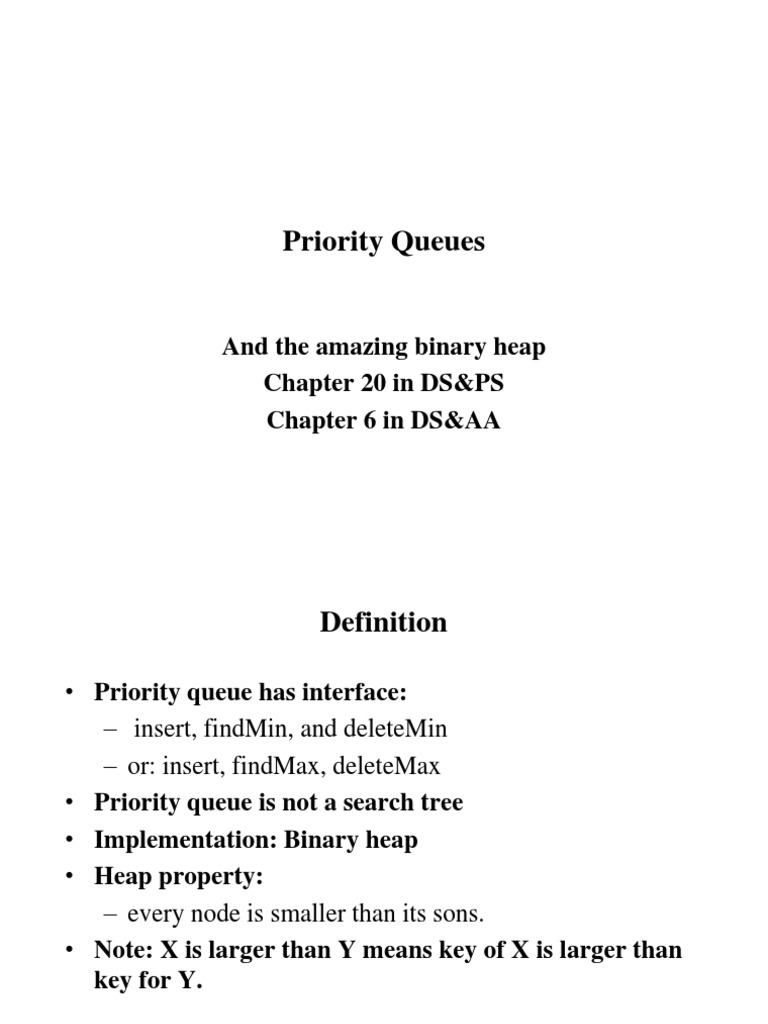 Priority Queues: and The Amazing Binary Heap Chapter 20 in DS&PS ...