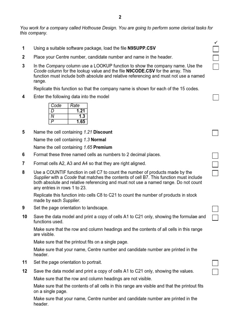 IGCSE EXCEL PAPER, ICT, Year 10, 11 | PDF | Comma Separated Values ...
