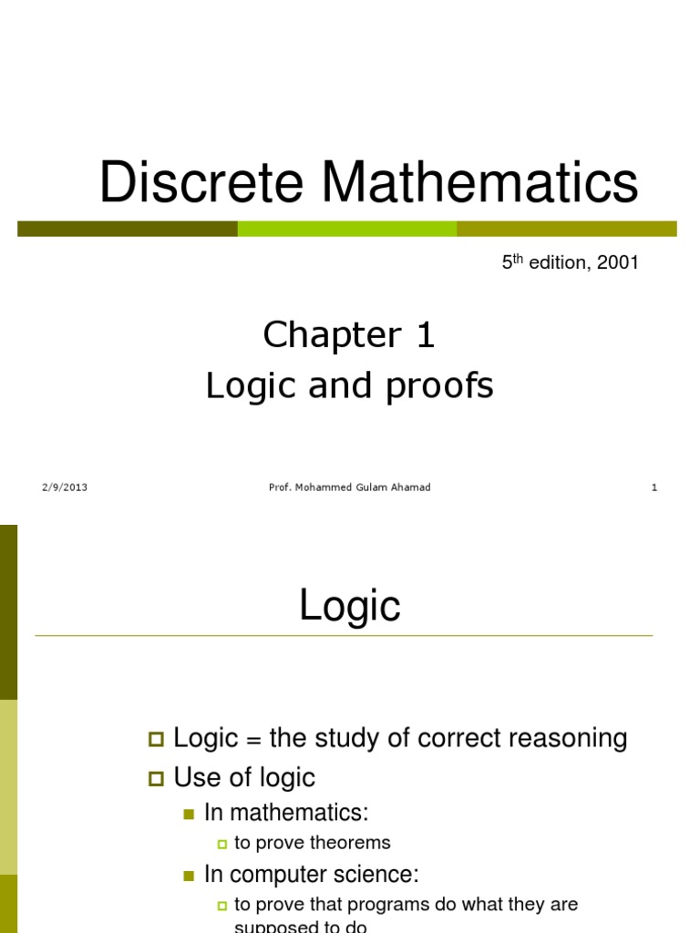Discrete Mathematics: Logic and Proofs | PDF | Theorem | Mathematical Proof