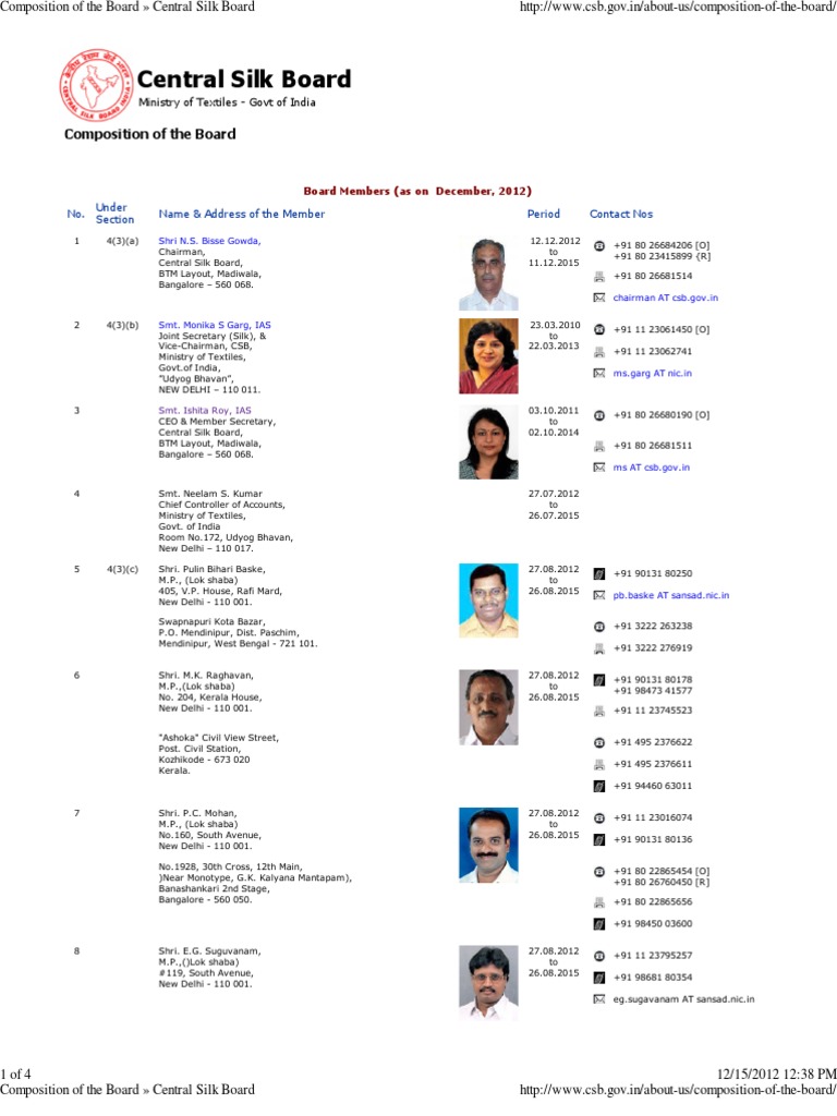 Composition of The Board Central Silk Board | PDF