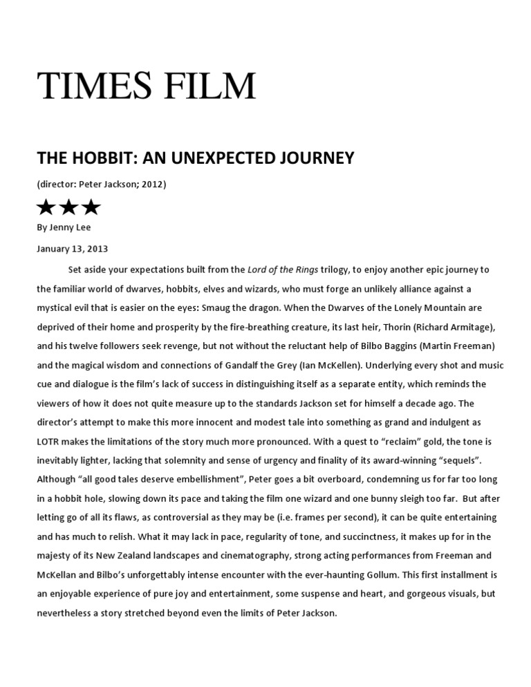 The Hobbit: An Unexpected Journey Review | PDF | Bilbo Baggins | The Hobbit