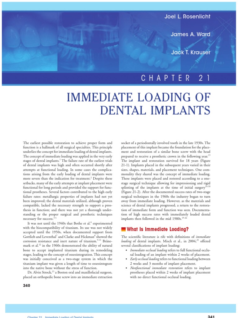 Immediate Loading of Dental Implants PDF | PDF | Dental Implant ...
