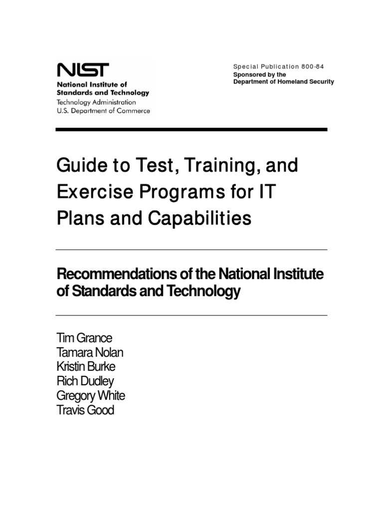 Guide To Test, Training, and Exercise Programs For IT Plans and ...