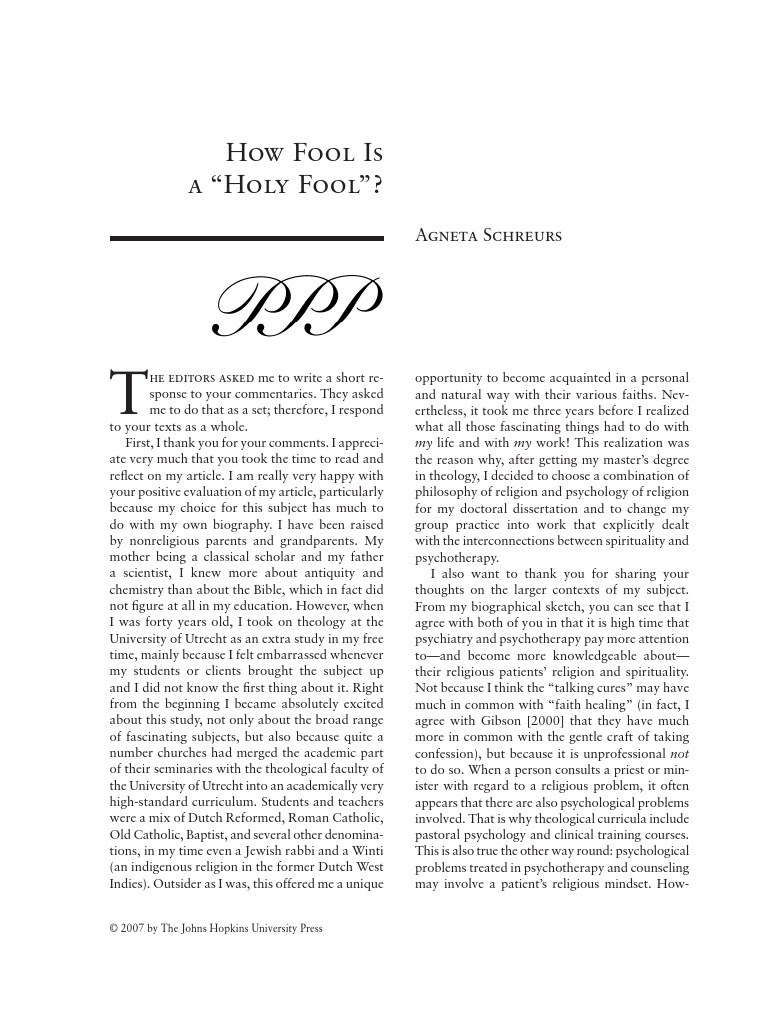 How Fool Is A Holy Fool | PDF | Psychotherapy | Spirituality