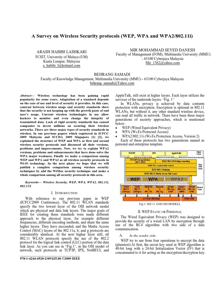 WEP WPA WPA2 Overview PDF | PDF | Wireless Lan | Ieee 802.11