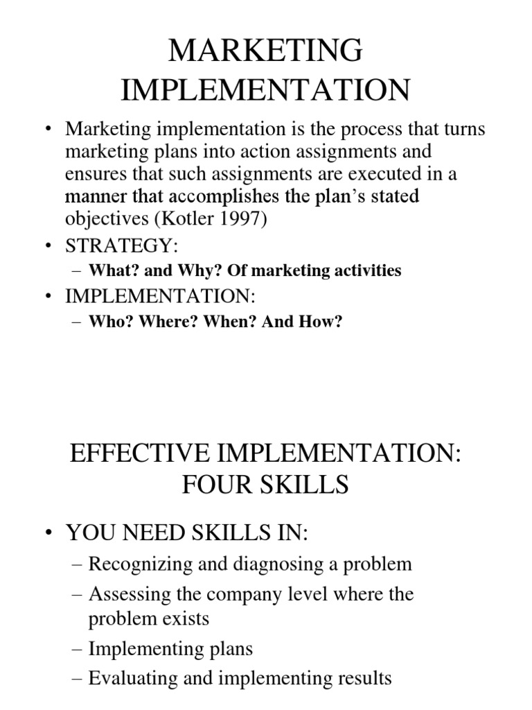 Marketing Implementation Guide | PDF | Business