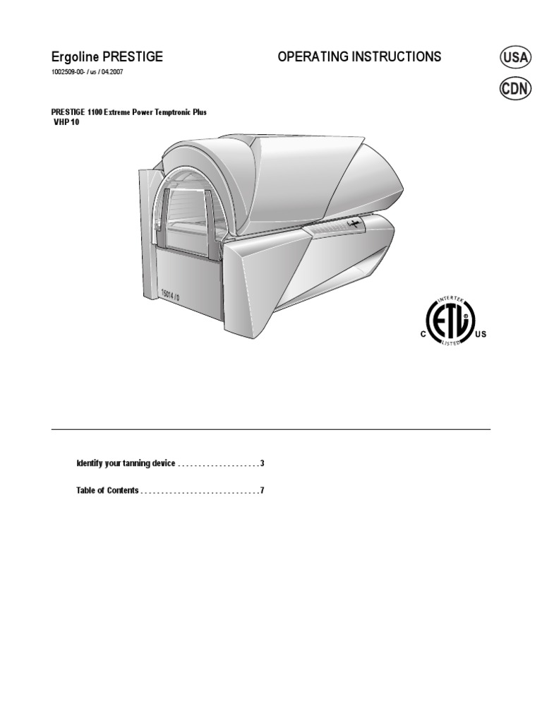 Manuale Prestige 1100 | PDF | Ultraviolet | Contact Lens