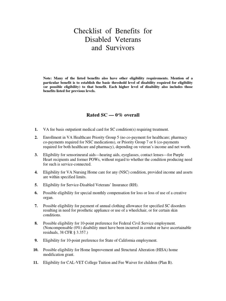 2006 Veterans Benefits Checklist | PDF | United States Department Of ...