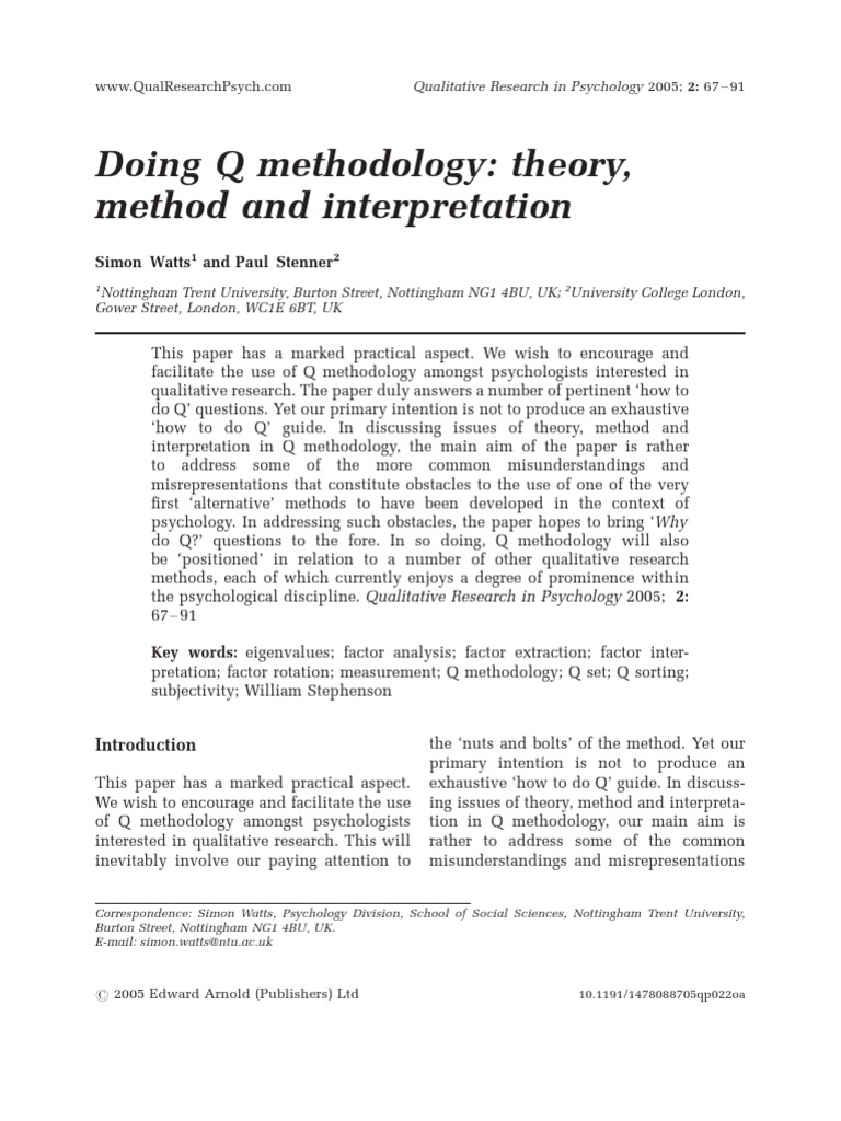 Doing Q Methodology | Qualitative Research | Factor Analysis