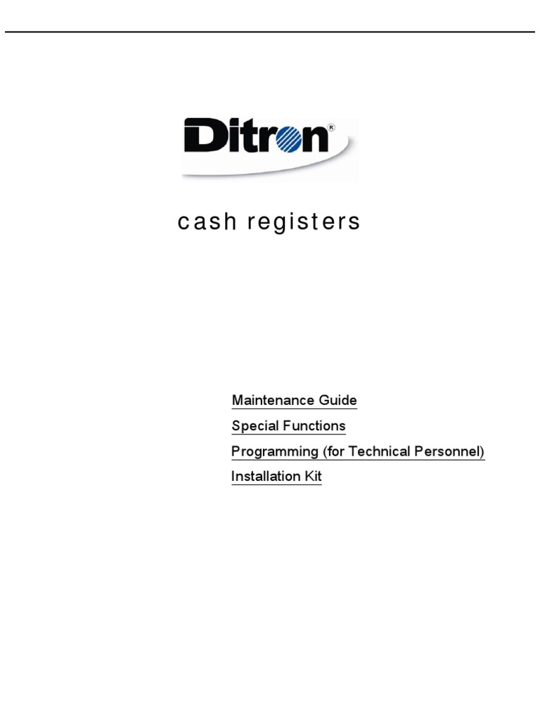 Cash Registers: Maintenance Guide Special Functions Programming (For ...