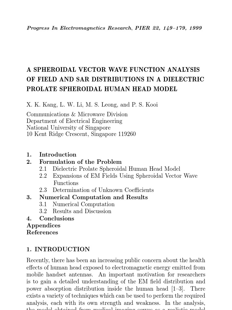 A Spheroidal Vector Wave Function Analysis of Field and Sar Distributions in A Dielectric ...