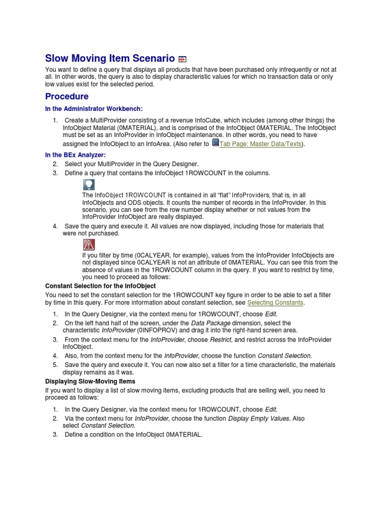 Slow Moving Item Scenario Query | PDF | Menu (Computing) | Information ...