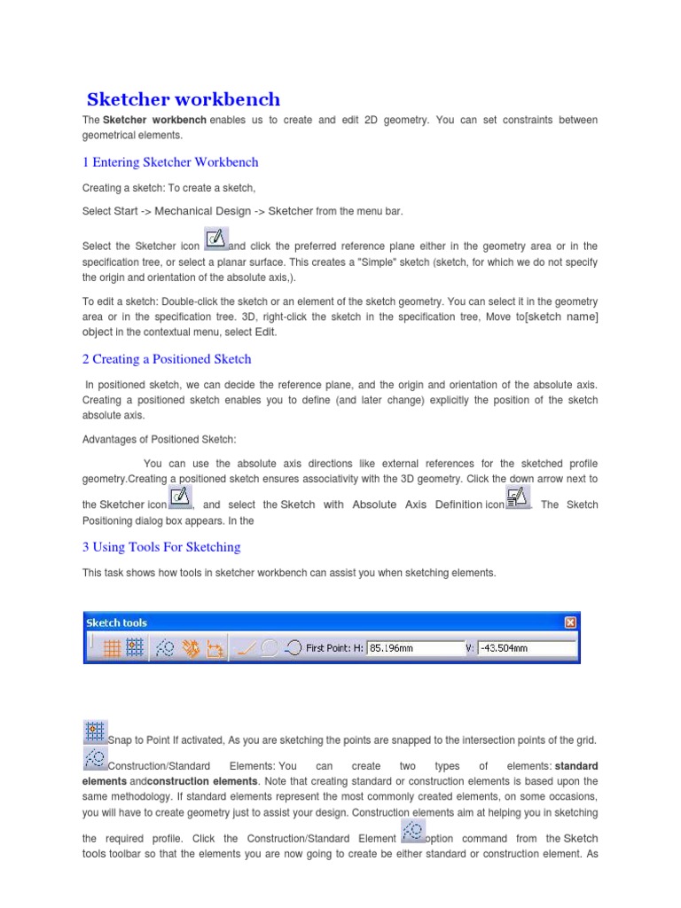 1 Entering Sketcher Workbench | PDF | Circle | Ellipse