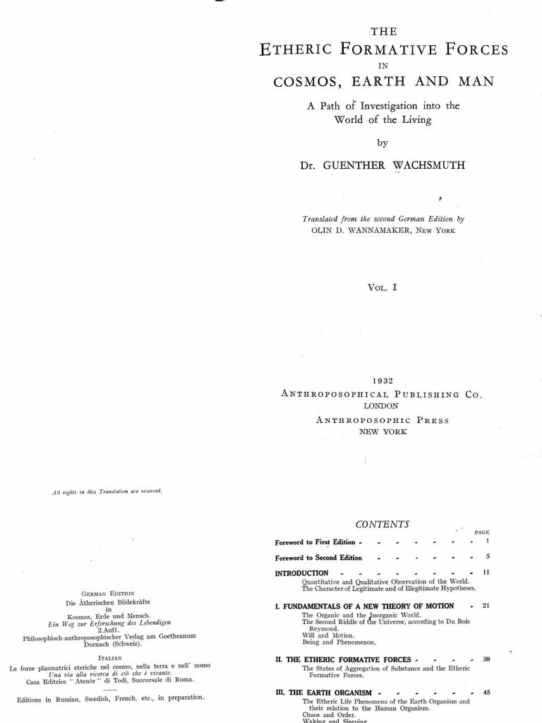 Etheric Formative Forces in Cosmos, Earth and Man by Guenther Wachsmuth - 2 | PDF | Quantitative ...