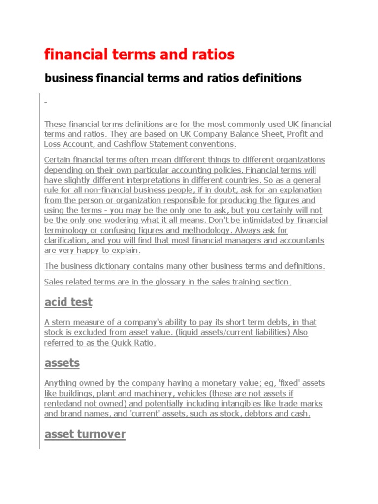 Financial Terms | PDF | Letter Of Credit | Balance Sheet