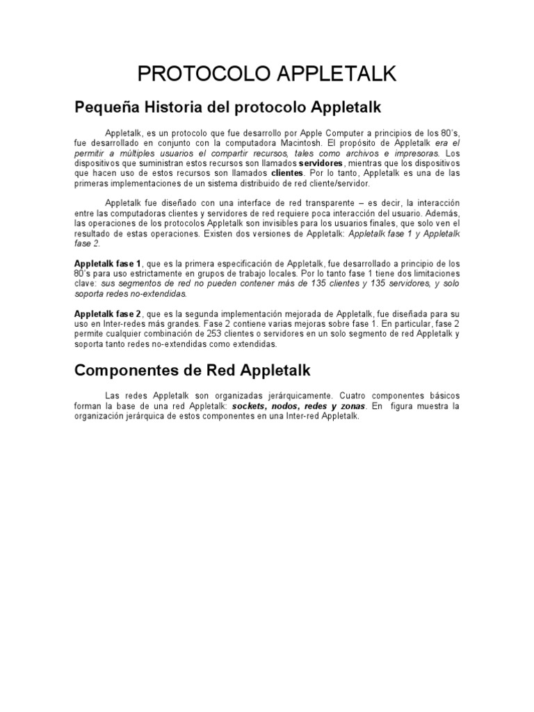 Protocolo Appletalk: Historia y Componentes | PDF