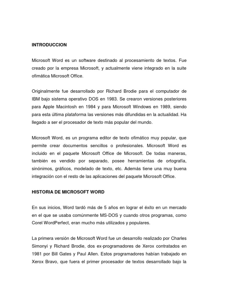 Evolucion Microsoft Word | Descargar gratis PDF | Microsoft Word | Microsoft